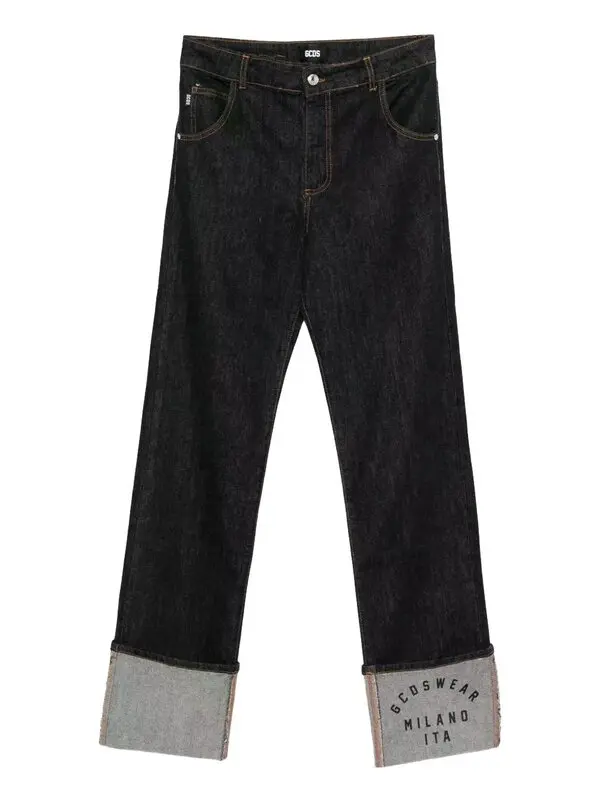 Gcds Cuffed-hem Jeans - Black