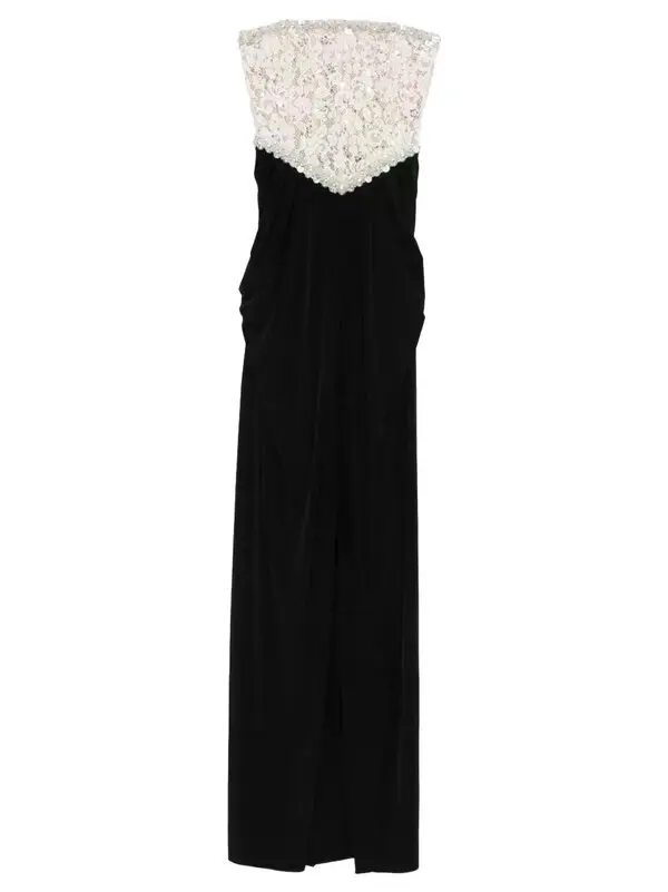 NISSA Lace-paneled Strapless Dress - Black
