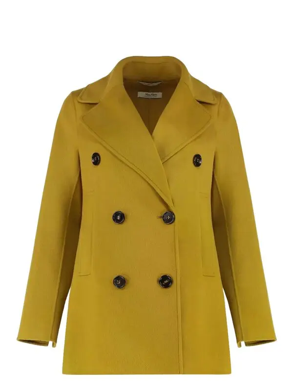 Max Mara Double-breasted Virgin Wool Pea Coat - Yellow