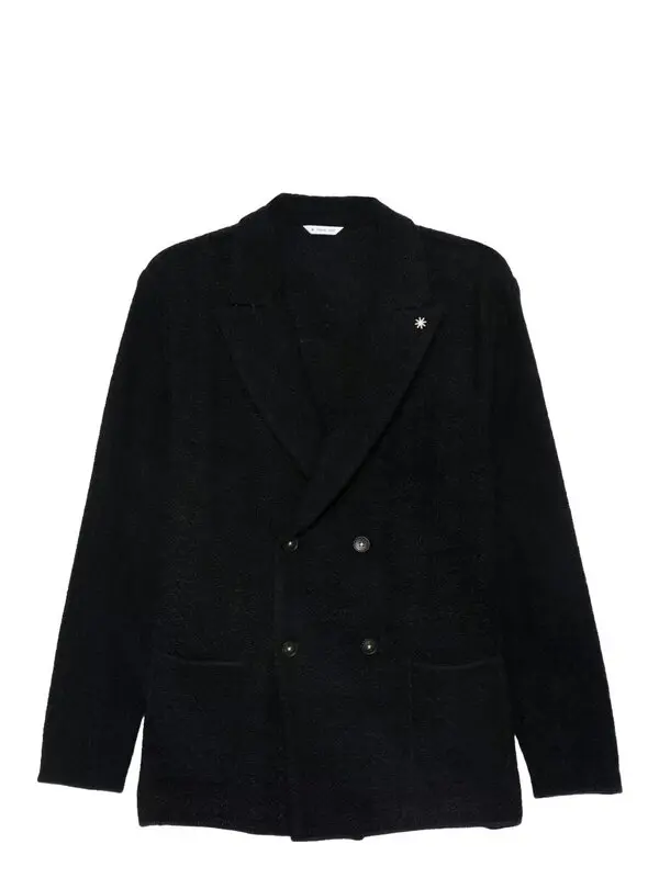 MANUEL RITZ Double-breasted Knitted Blazer - Blue