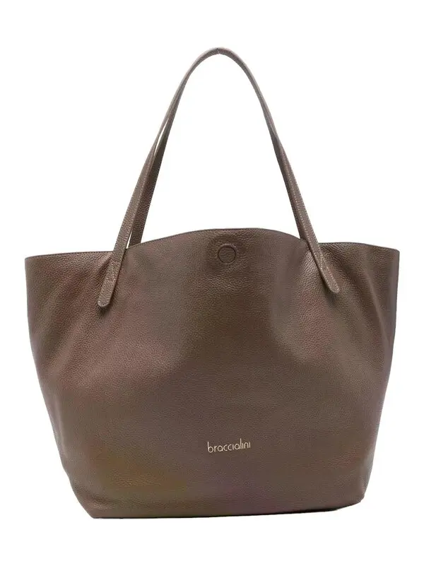 BRACCIALINI Leather Tote Bag - Brown