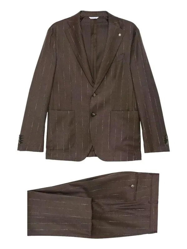 MANUEL RITZ Wool-blend Single-breasted Suit - Brown