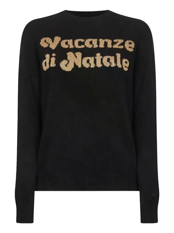 MC2 SAINT BARTH Jacquard-lettering Long-sleeve Sweater - Black