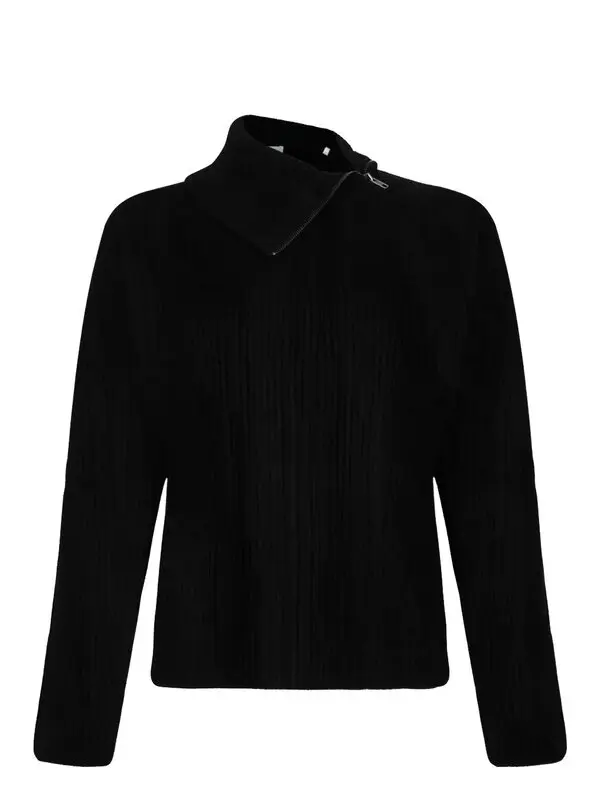 P.a.r.o.s.h Ribbed Knit Zip-up Sweater - Black