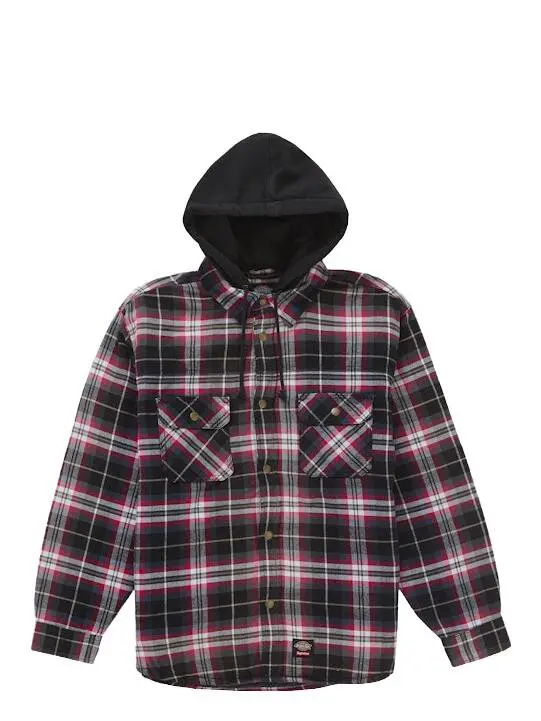 Supreme Dickies Lined Zip Up Hooded Flannel Shirt - Black