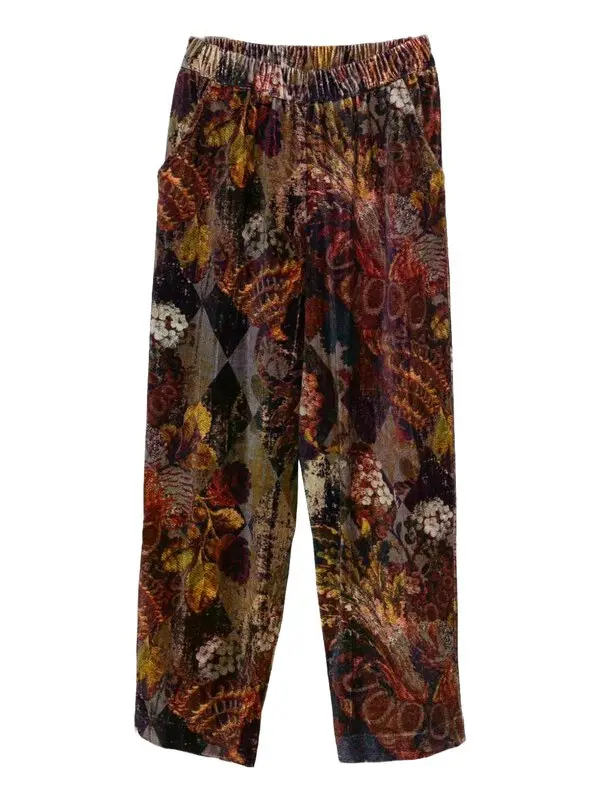 YAVI Floral-print Trousers - Brown