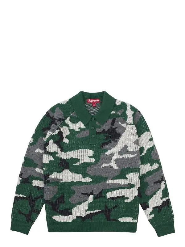 Supreme Small Box Polo Shirt Sweater - Green Camo