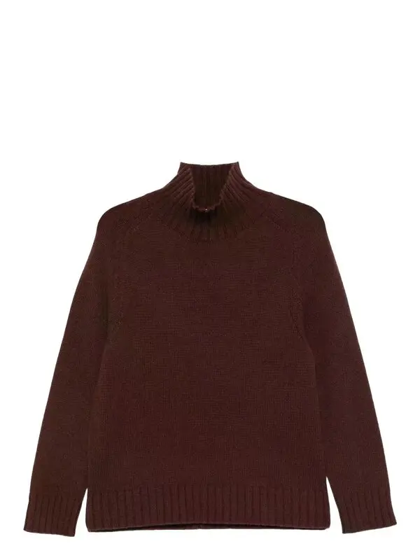 PUROTATTO High-neck Ribbed Sweater - Brown