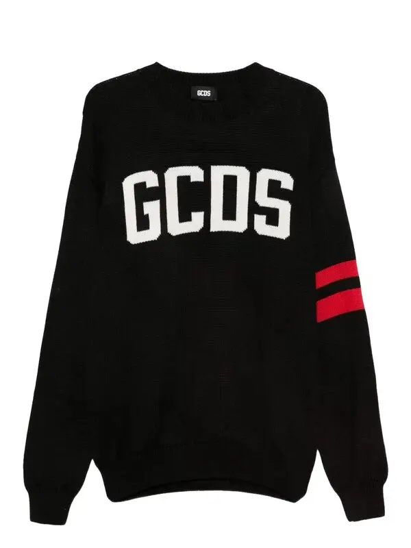 Gcds Logo-detailing Striped Sweater - Black