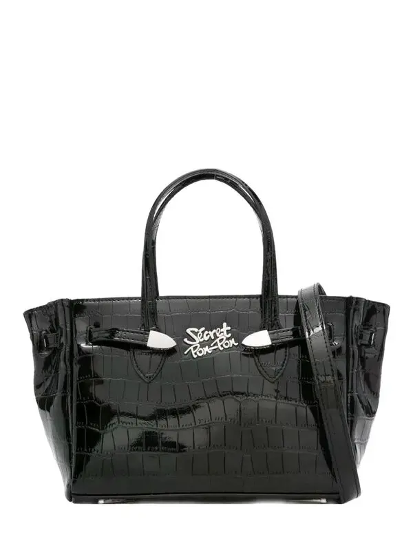 SECRET PON-PON Crocodile-effect Shoulder Bag - Black