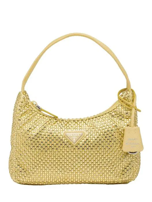 Prada Satin Minibag With Artificial Crystals - Pineapple Yellow