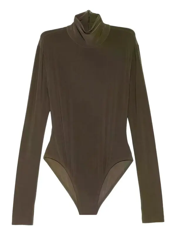 Norma Kamali Long-sleeve High-neck Bodysuit - Brown