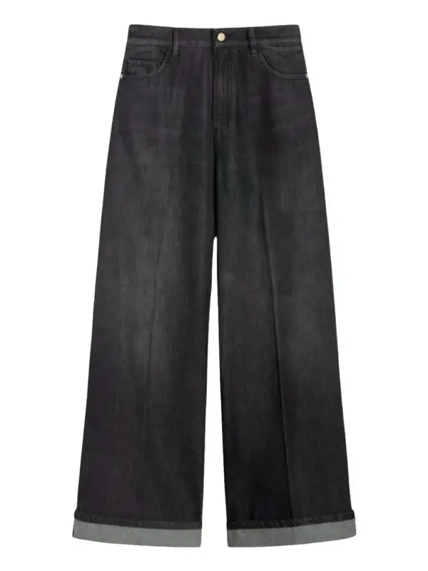 Max Mara Wide-leg Cuffed Jeans - Black