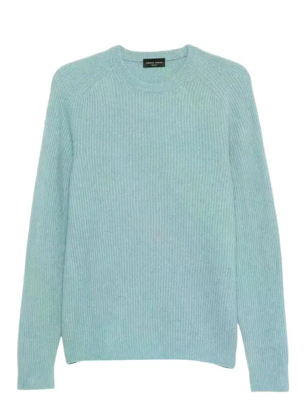 ROBERTO COLLINA Ribbed Crew-neck Sweater - Blue