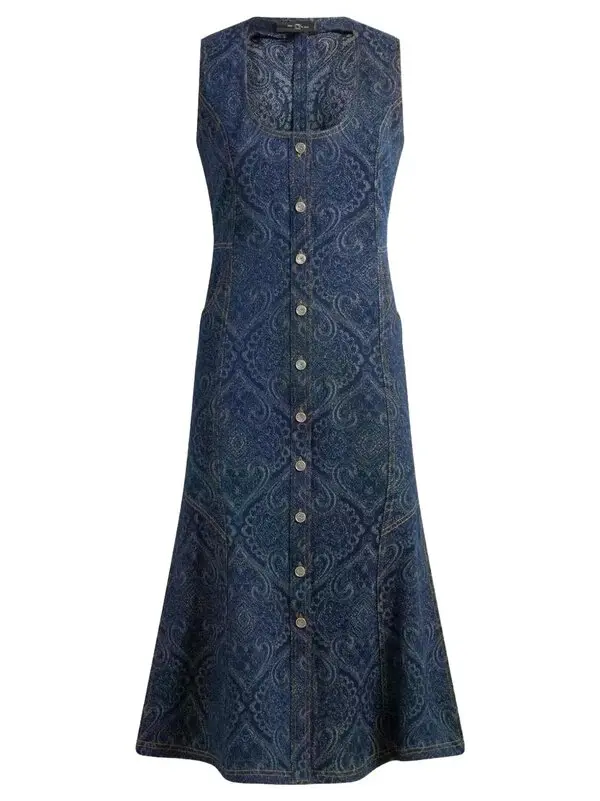 Etro Paisley-print Denim A-line Dress - Blue