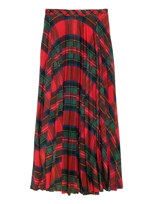 MASU Pleated Wrap Skirt - Red