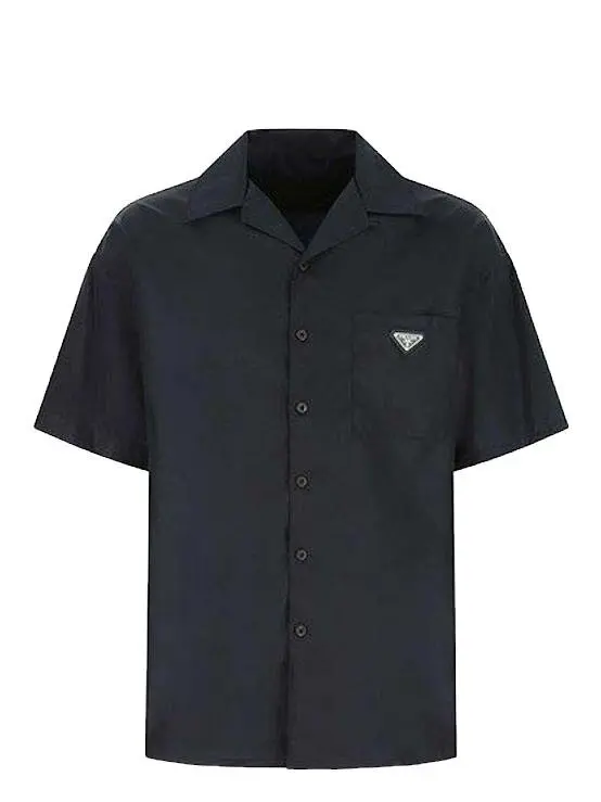 Prada Logo Plaque Buttonedup Shirt - Blue