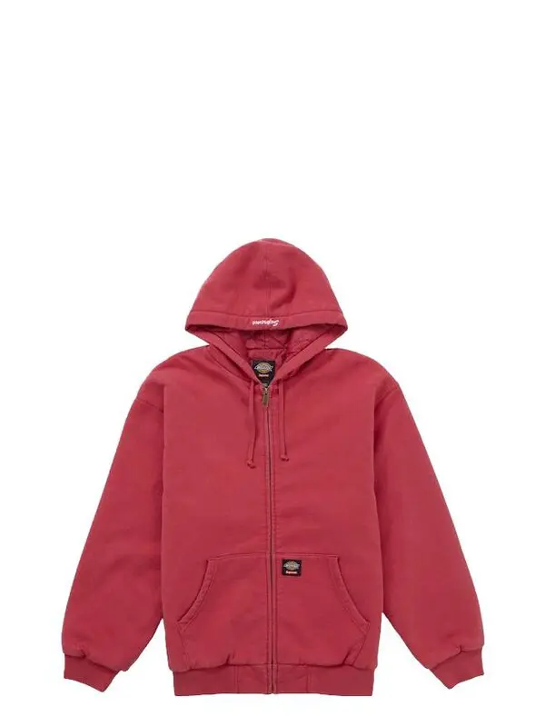 Supreme Dickies Quilted Lined Zip Up Hooded Sweatshirt - Red