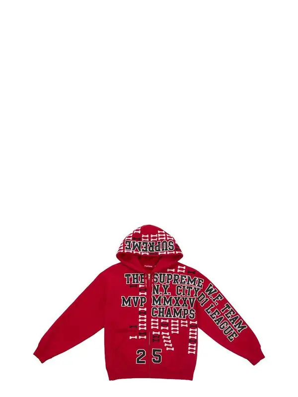 Supreme League Champs Zip Up Hooded Sweatshirt - Red