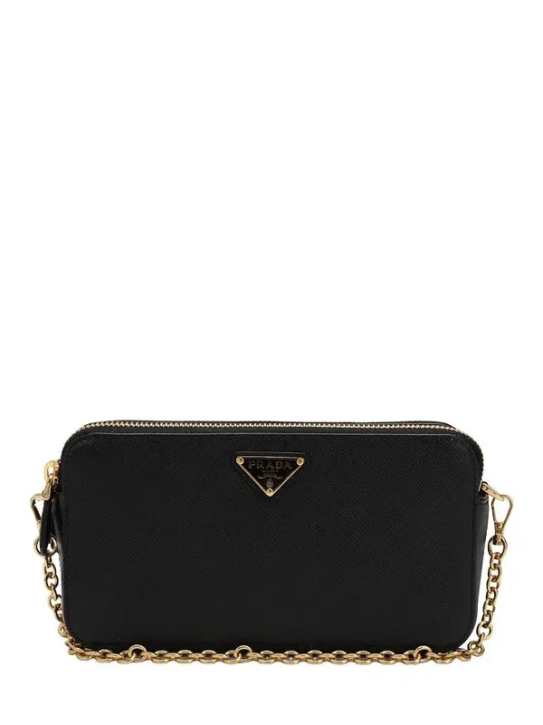 Prada Dual Zip Leather Bag - Black