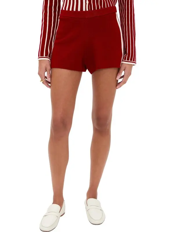 STATE & LAKE Varsity Track Short - Burgundy/white