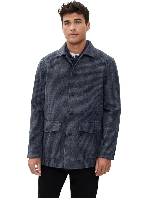 Billy Reid Bennet Overcoat - Navy Multi