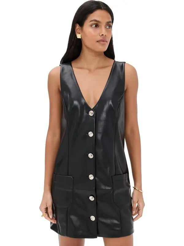 FAVORITE DAUGHTER The Sasha Faux Leather Mini Dress - Raven
