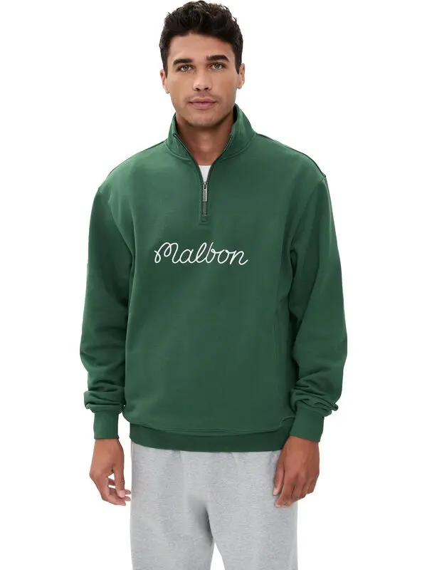 MALBON Collegiate Quarter-zip Sweatshirt - Forest
