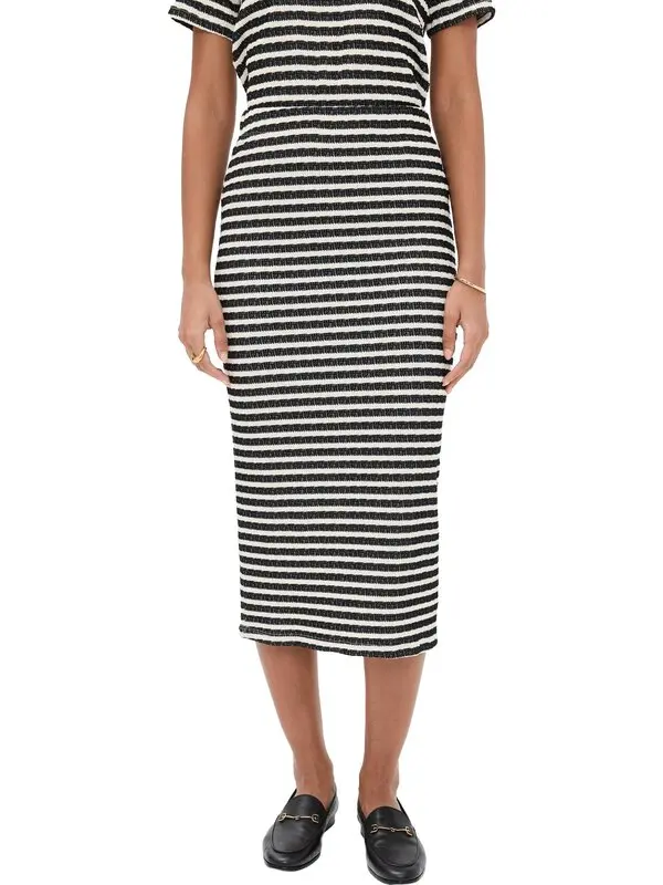 LE BOP Pencil Skirt With Stripe Pattern - Black Stripe