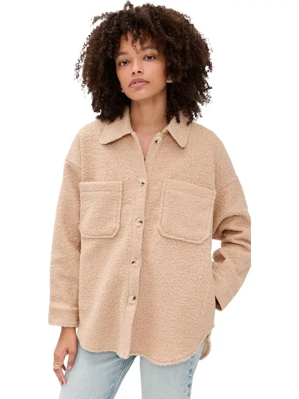 LITTLE LIES Teddy Boucle Shacket - Camel