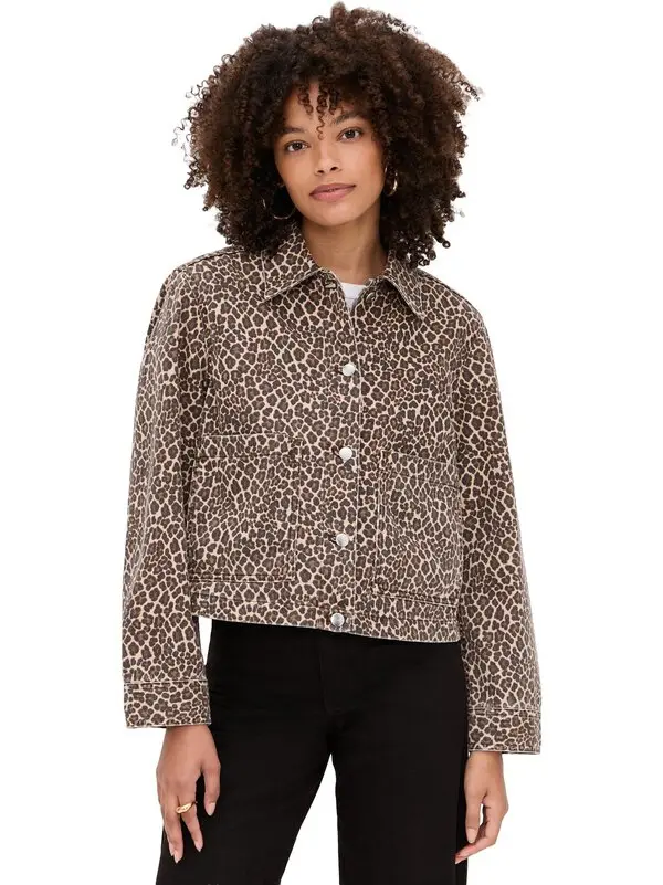Madewell Denim Leopard Print Jacket - Dark Mocha