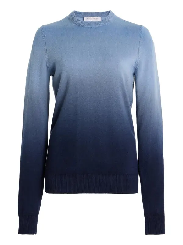 Michael Kors Ombre Cashmere Crewneck Sweater - Blue