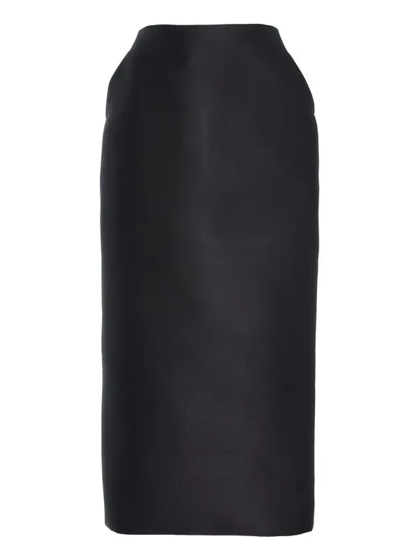 Brandon Maxwell The Mercer Bonded Wool-silk Mikado Pencil Midi Skirt - Black