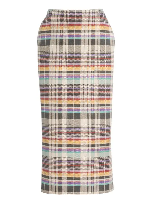 Brandon Maxwell The Mercer Bonded Wool-silk Mikado Pencil Midi Skirt - Multi