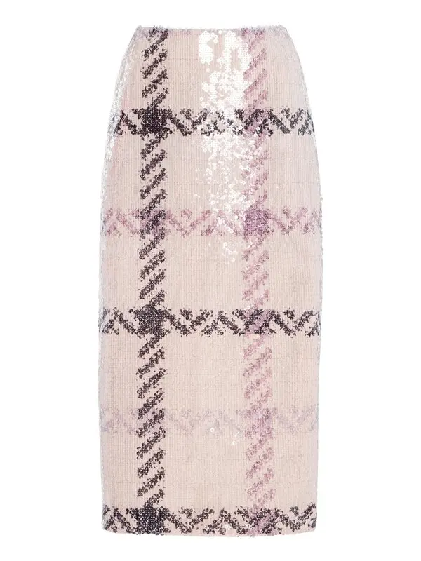 Brandon Maxwell The Mercer Paillette Patterned Midi Skirt - Plaid