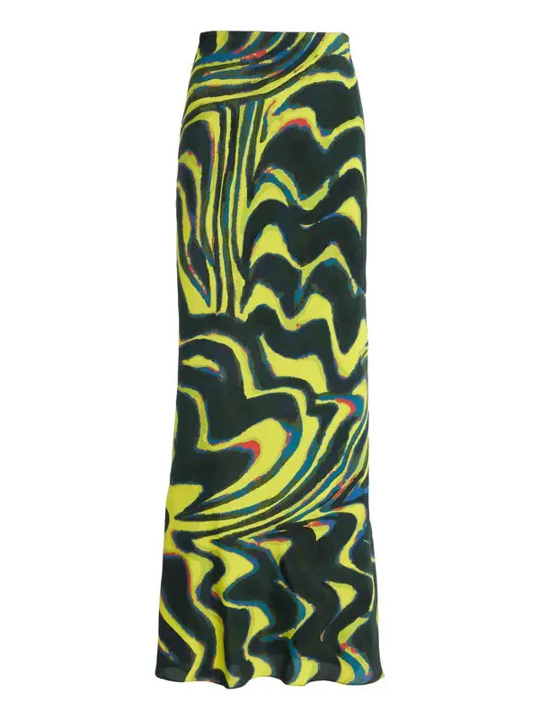 Christopher John Rogers Printed Jersey Maxi Skirt - Green