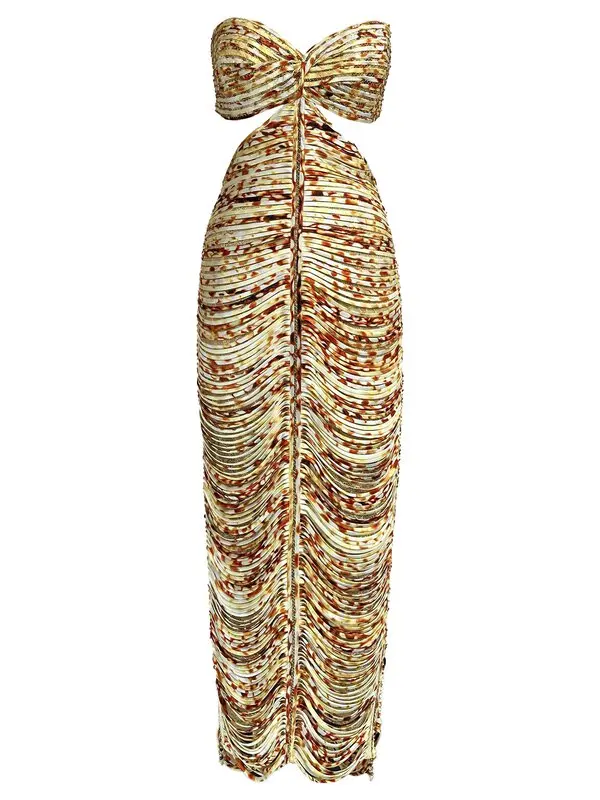 FRANCESCA MIRANDA Ola Solar Cutout Silk Dress - Yellow