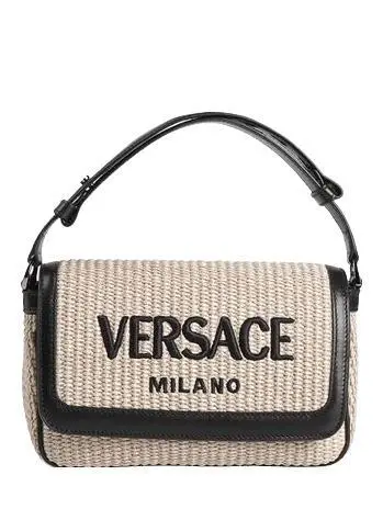 Versace Handbag In Cotton, Polyamide, And Calfskin - White