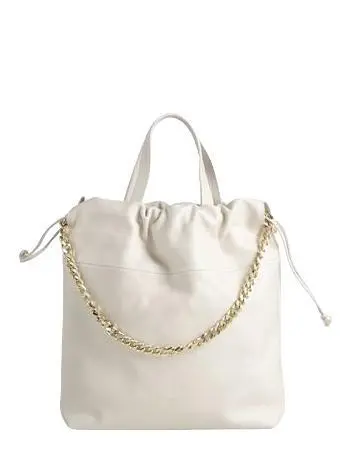 TWINSET Cream Cow Leather Bucket Bag - White