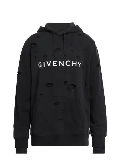 Givenchy Cotton French Terry Distressed Hoodie - Grey