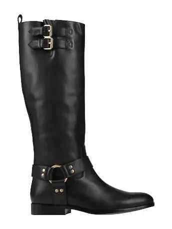 TWINSET Riding Boots In Leather With Appliqués - Black