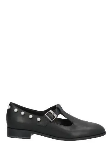 POLLINI Leather Ballerinas With Appliqués - Black