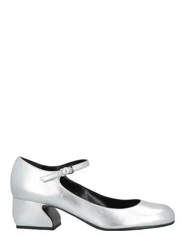 SERGIO ROSSI Leather Mary Jane Pumps - Silver