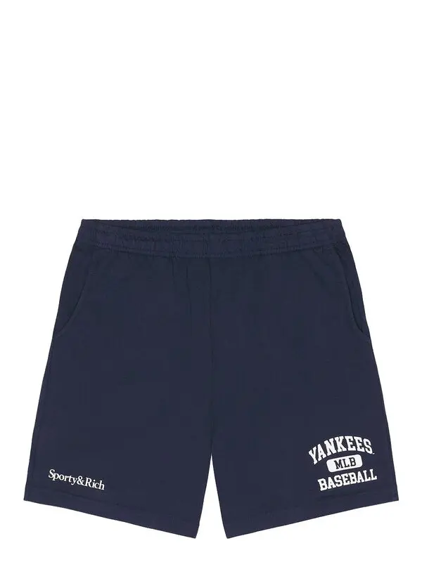 SPORTY & RICH Yankees Ivy Gym Short - Dark Navy