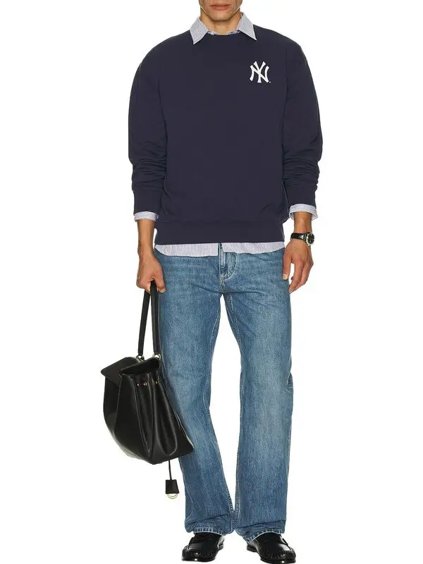 SPORTY & RICH Yankees Serif Crewneck - Dark Navy