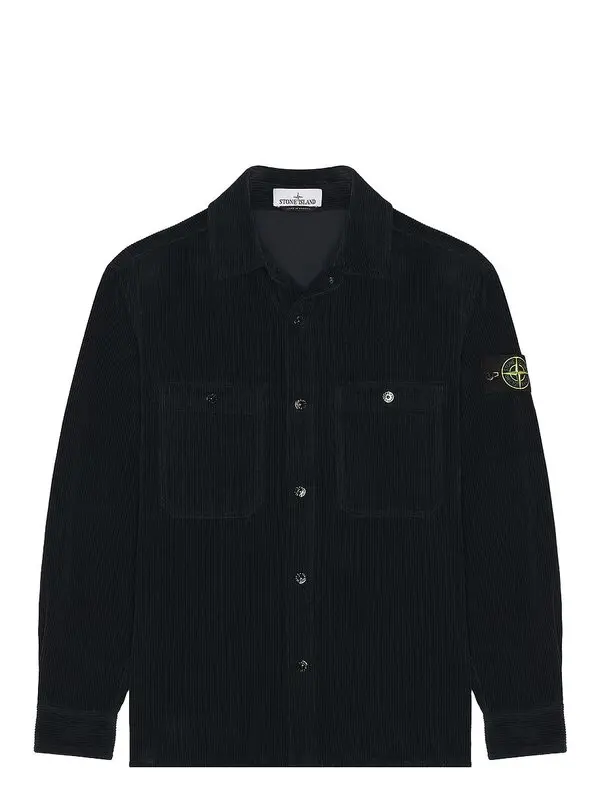 Stone Island Corduroy Shirt In Navy - Navy Blue