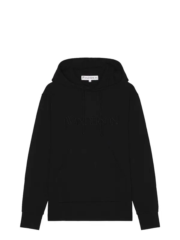 JW Anderson Logo Embroidered Hoodie - Black
