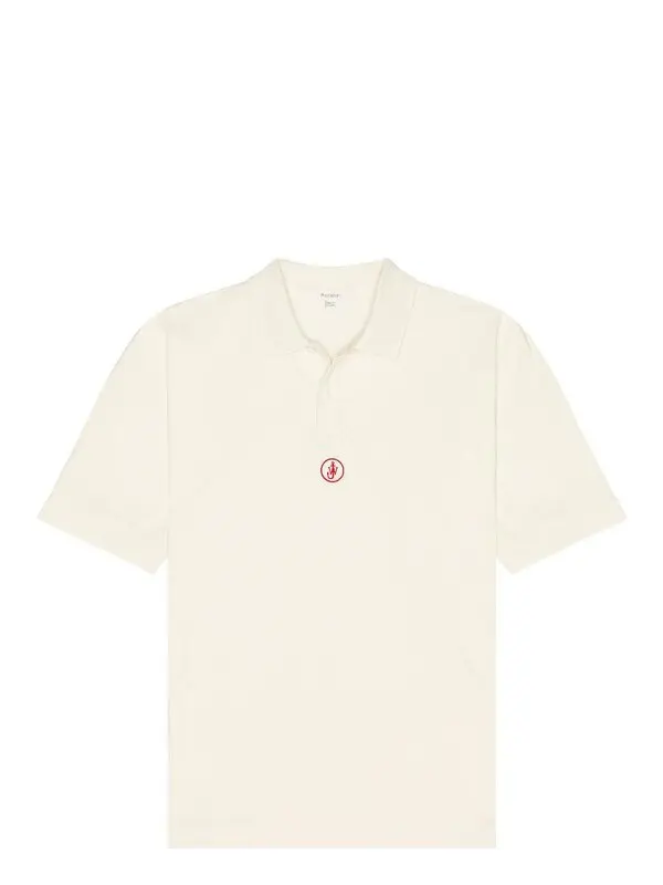 JW Anderson Anchor Embroidery Polo In Cream - Off White