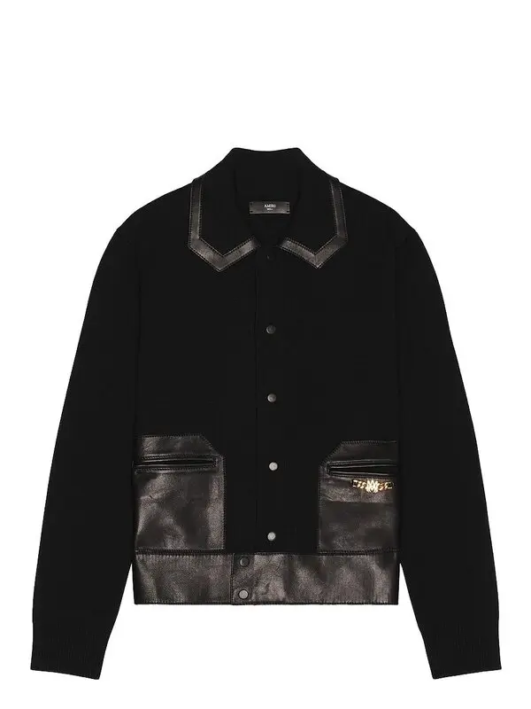 Amiri Leather Patch Ma Cardigan - Black