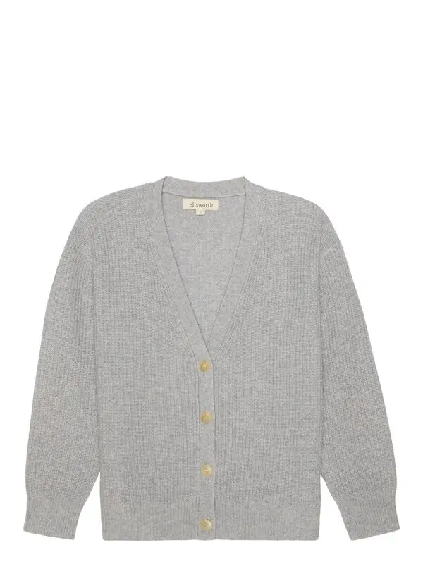 ELLSWORTH + IVEY Lilah V-neck Cashmere Cardigan - Heather Grey